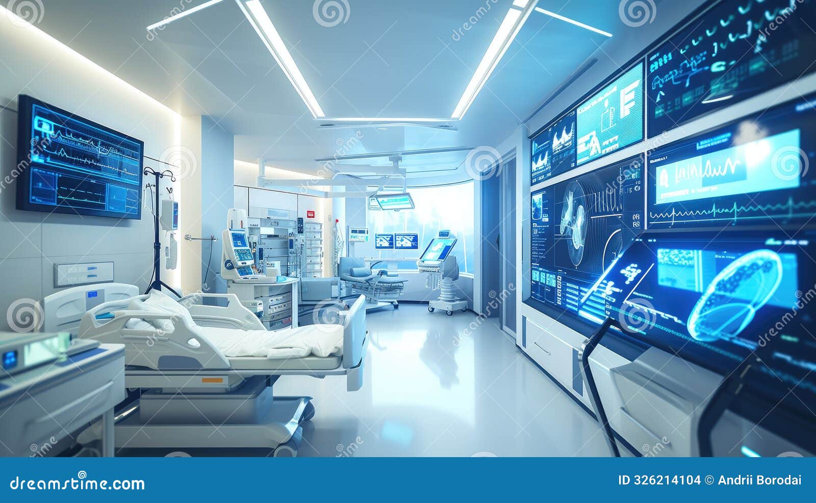 High Tech Hospital Room Setup. Stock Illustration - Illustration of ...