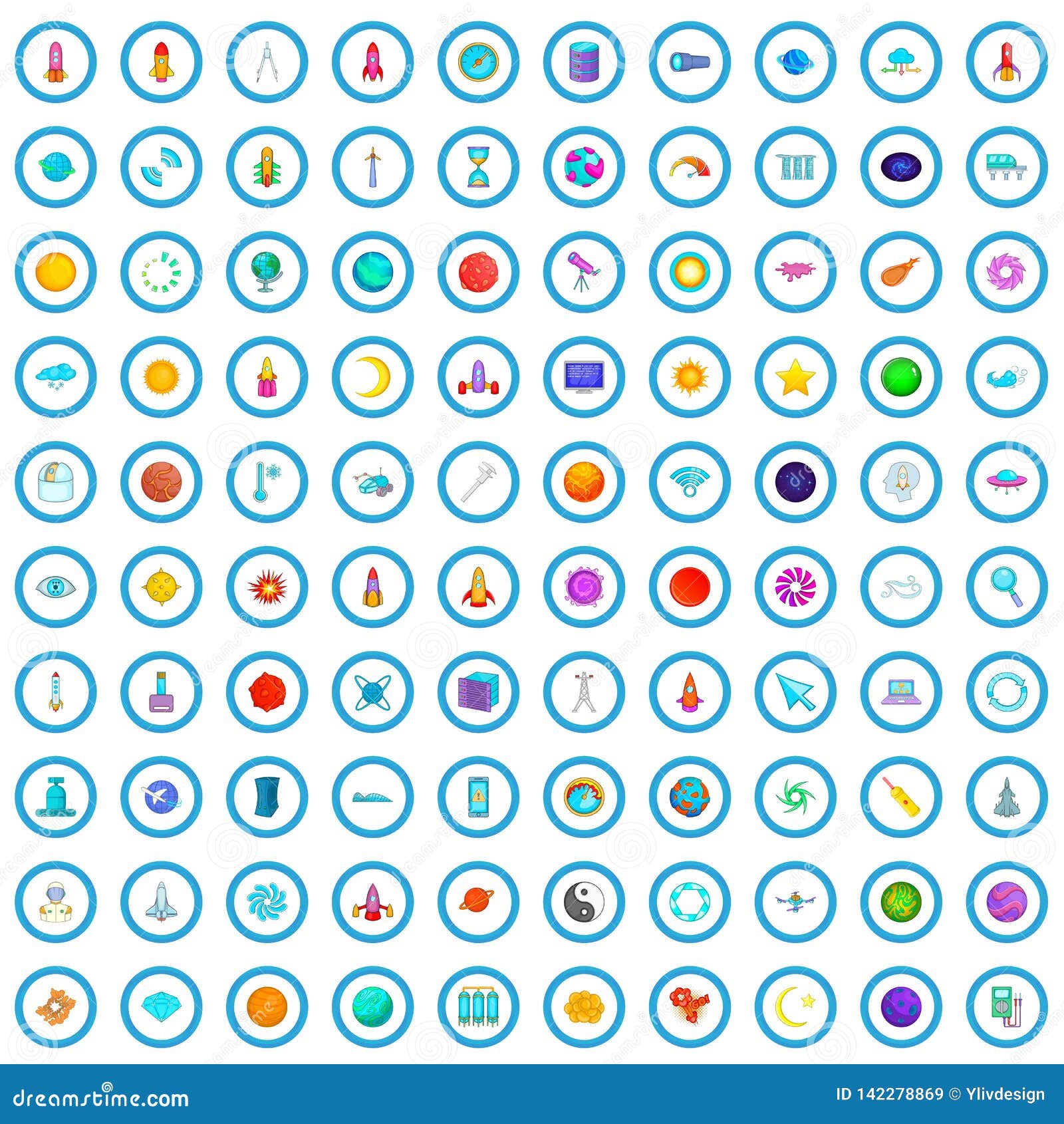 100 High Tech Icons Set, Cartoon Style Stock Vector - Illustration of ...