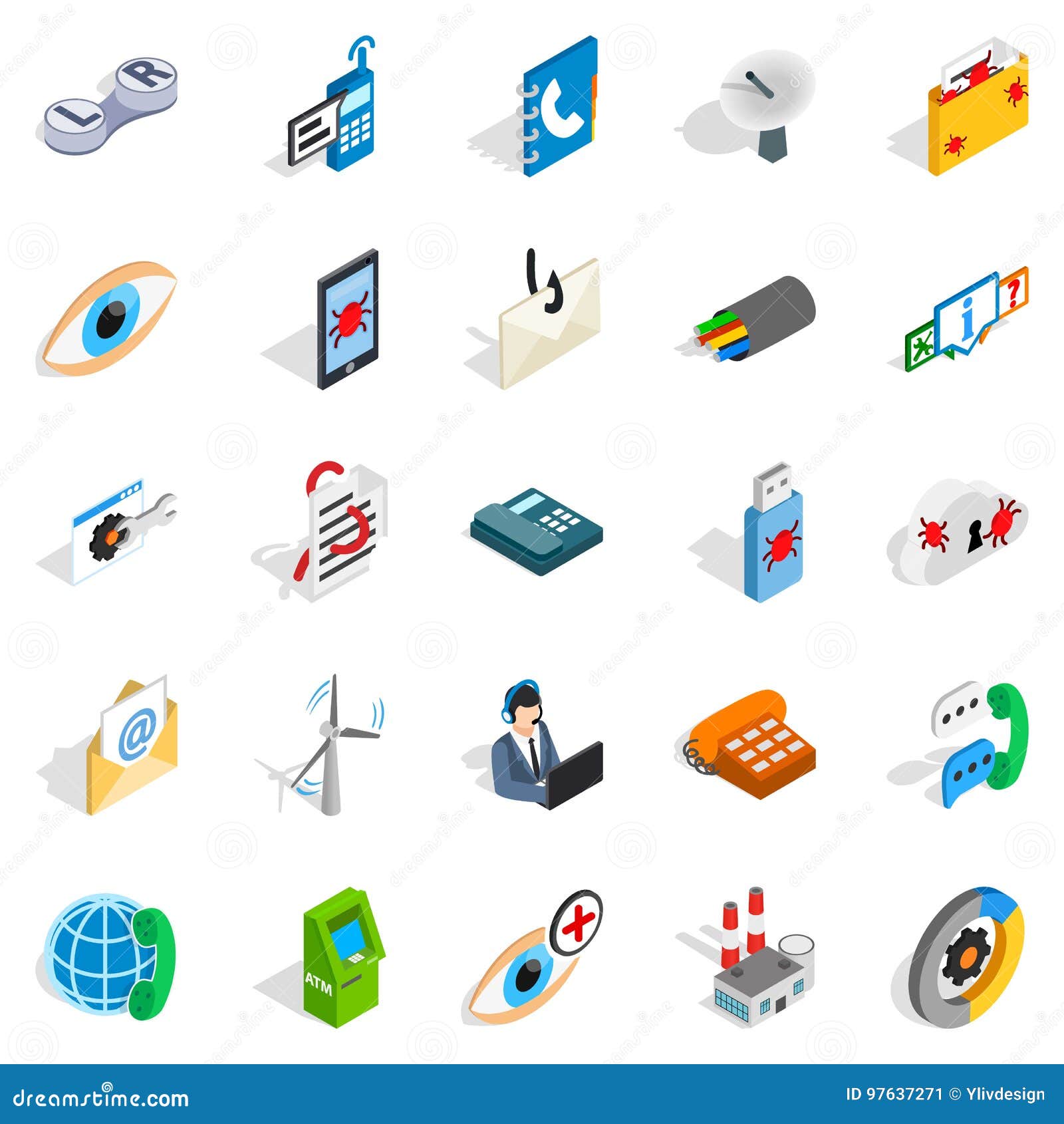 High Tech Icons Set, Isometric Style Stock Vector - Illustration of ...