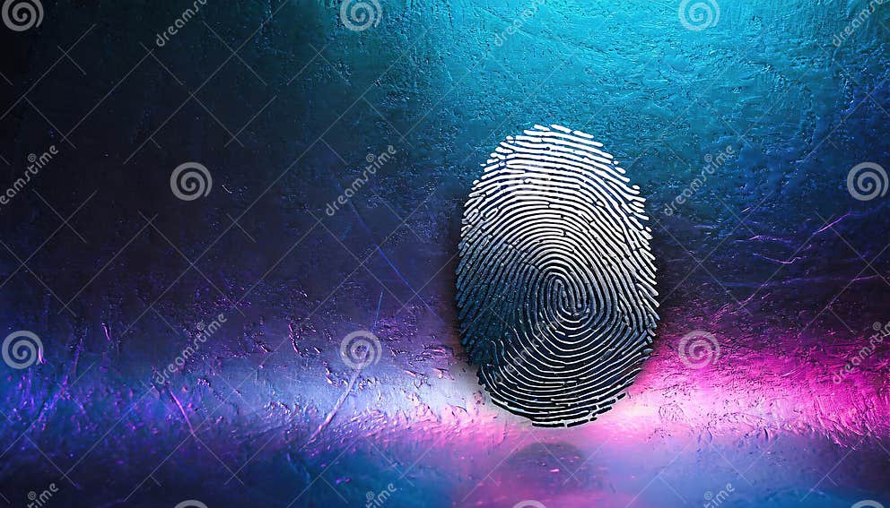 High-tech Identity Verification System. a Fingerprint Illuminated by ...