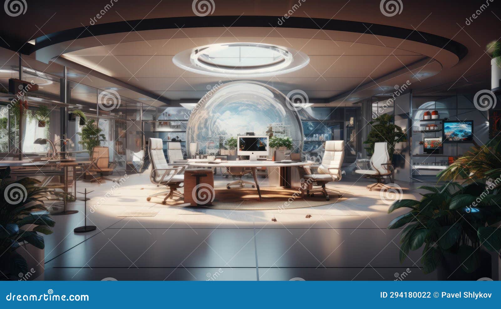 High-tech Immersive Ar Office Interior Stock Photo - Image of adaptable ...