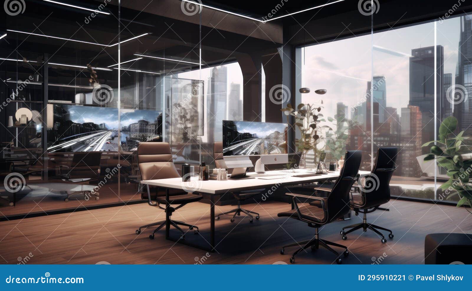 High-tech Immersive Ar Office Interior Stock Image - Image of ...