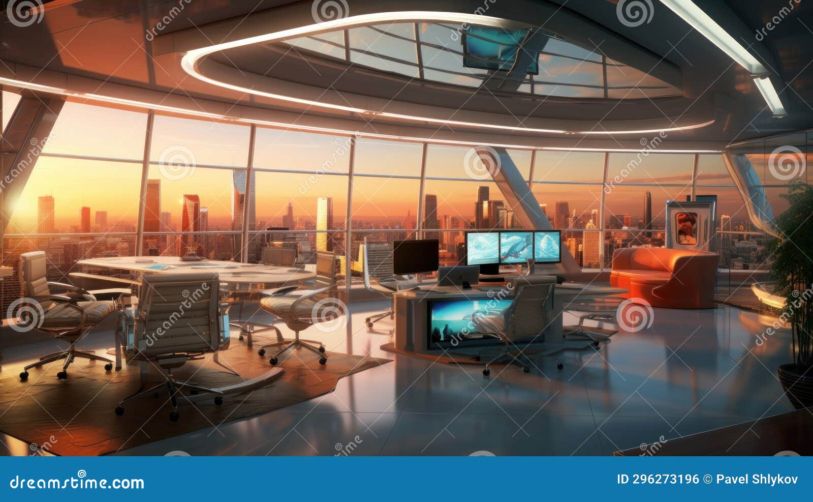 High-tech Immersive Ar Office Interior Stock Photo - Image of ...