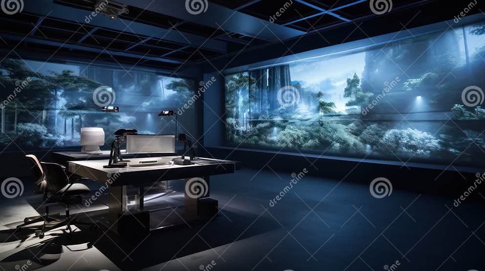 High-tech Immersive Ar Office Interior Stock Image - Image of interior ...