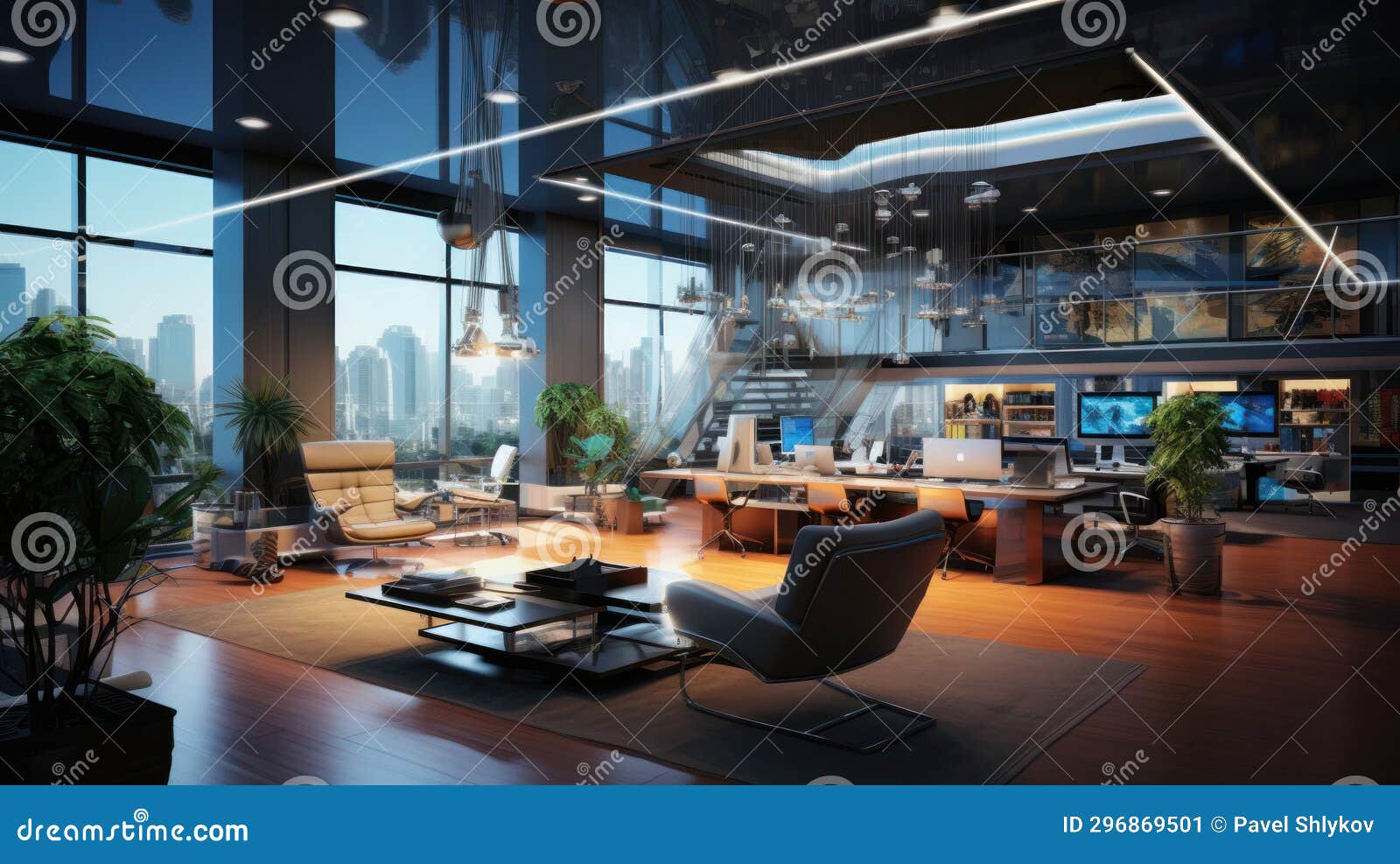 High-tech Immersive Ar Office Interior Stock Image - Image of expensive ...