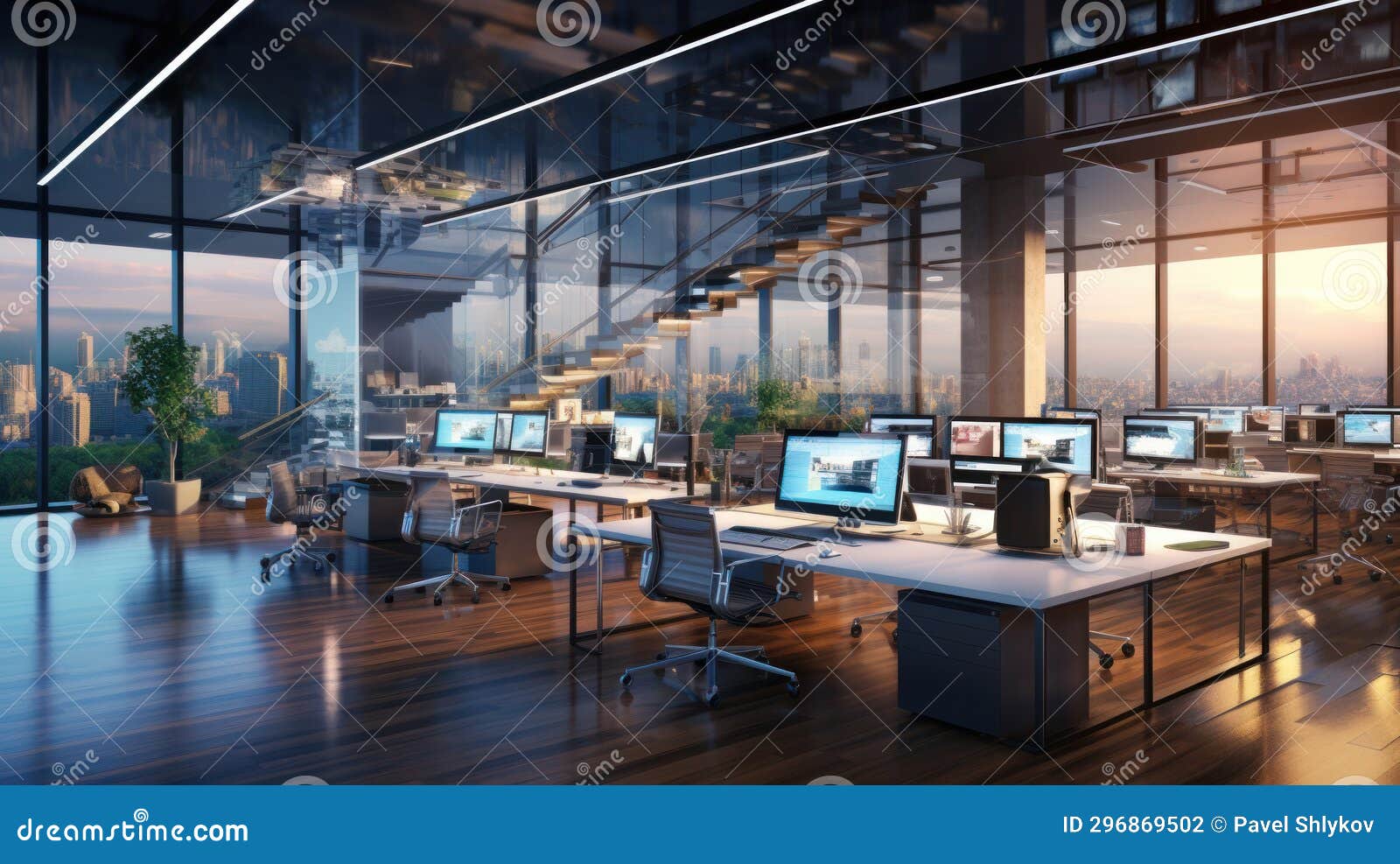 High-tech Immersive Ar Office Interior Stock Illustration ...
