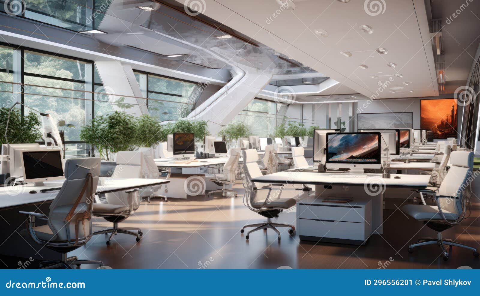 High-tech Immersive Ar Office Interior Stock Image - Image of business ...