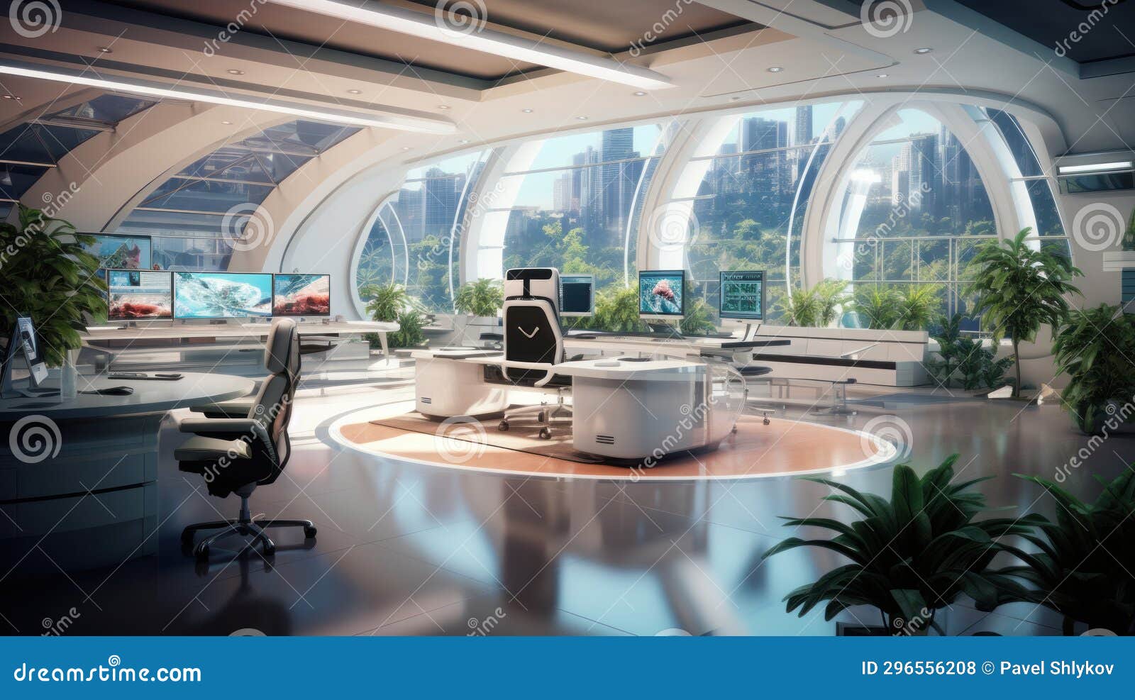 High-tech Immersive Ar Office Interior Stock Photo - Image of video ...