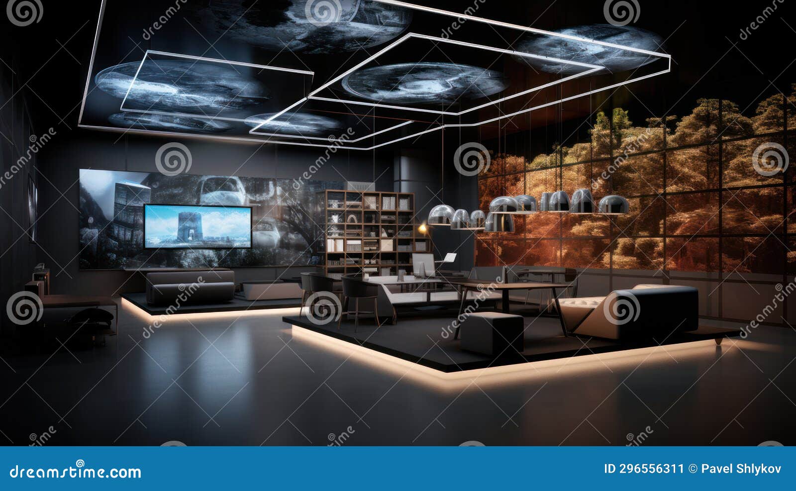 High-tech Immersive Ar Office Interior Stock Image - Image of panel ...