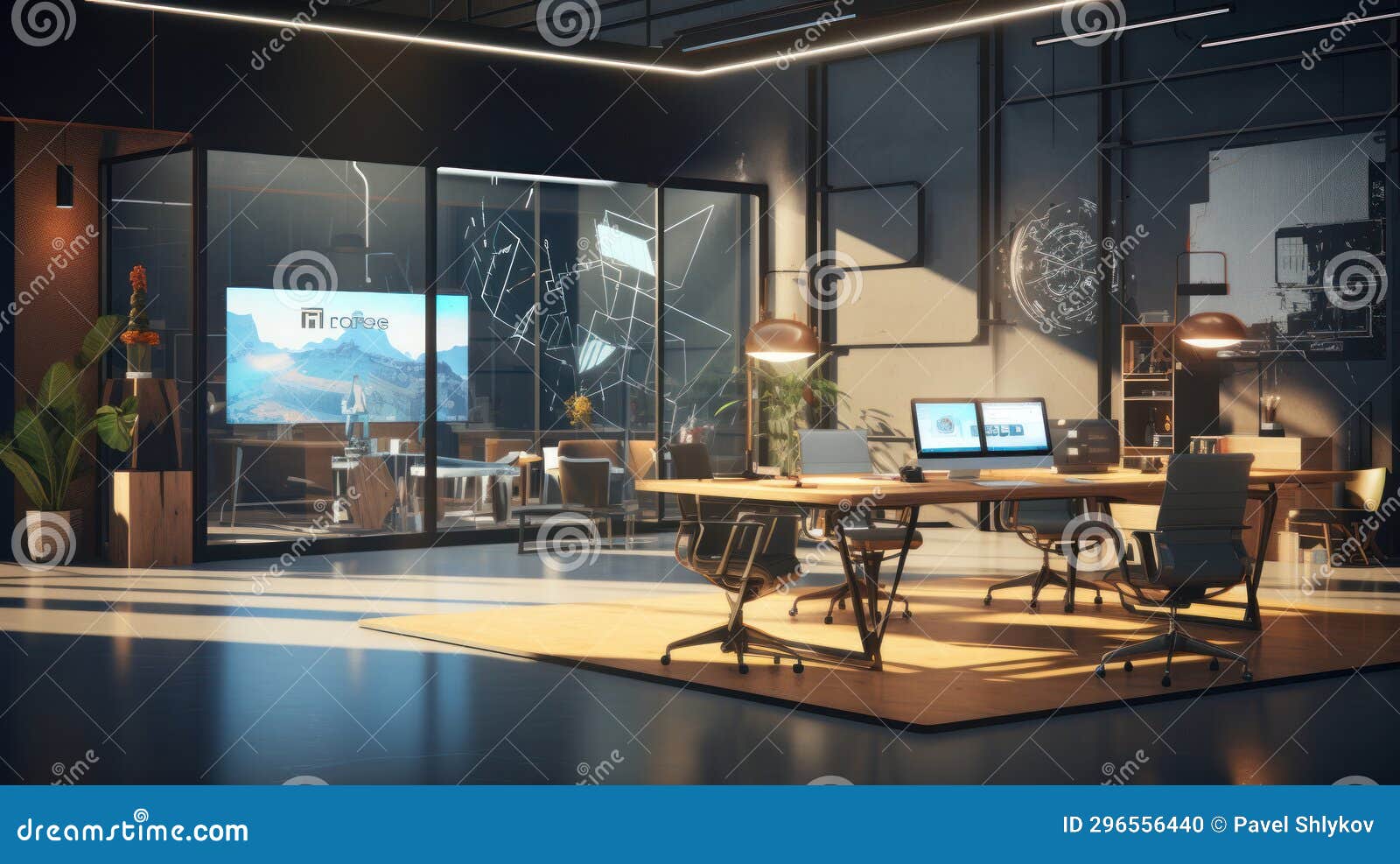 High-tech Immersive Ar Office Interior Stock Photo - Image of scifi ...