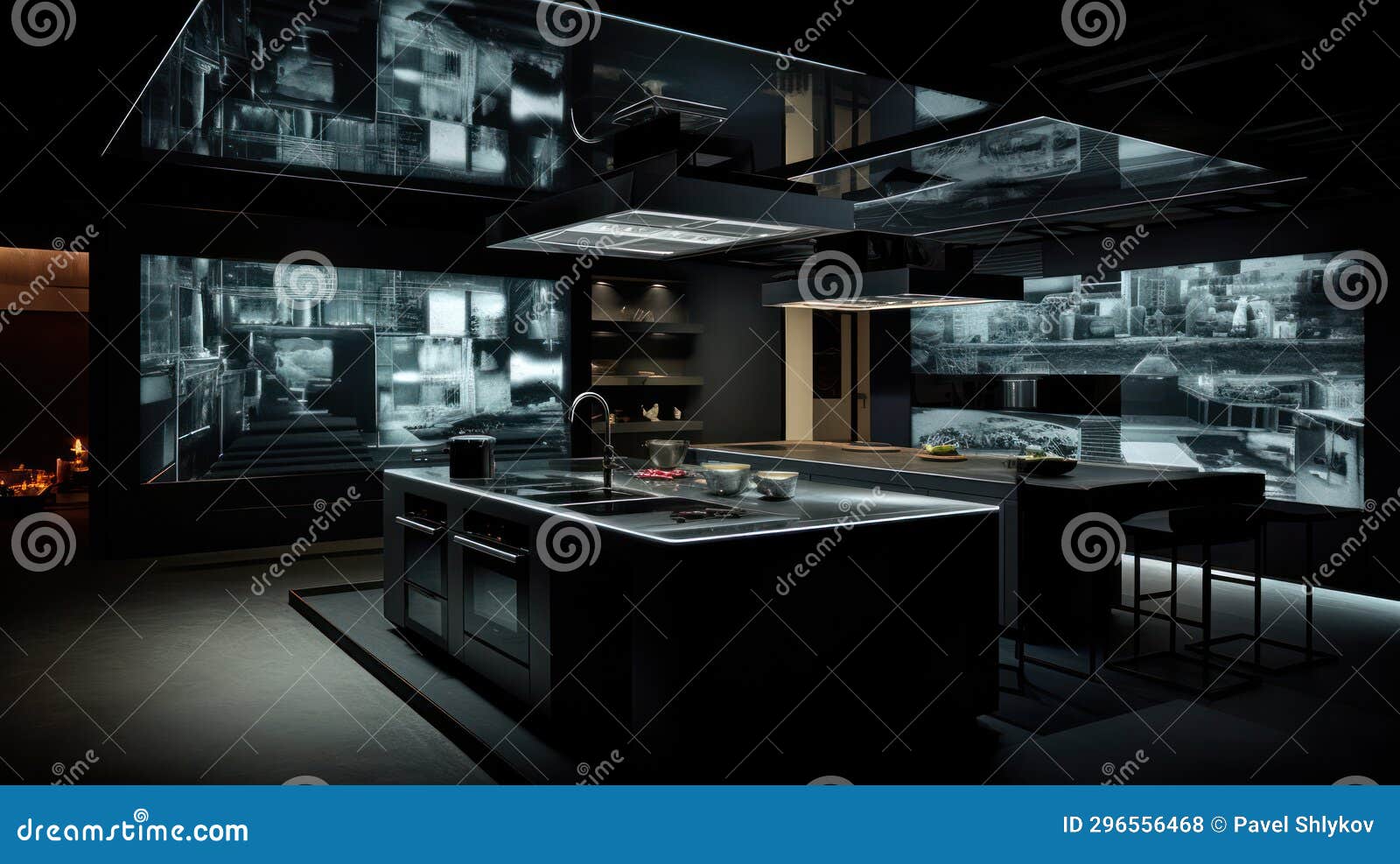 High-tech Immersive Ar Office Interior Stock Photo - Image of decor ...