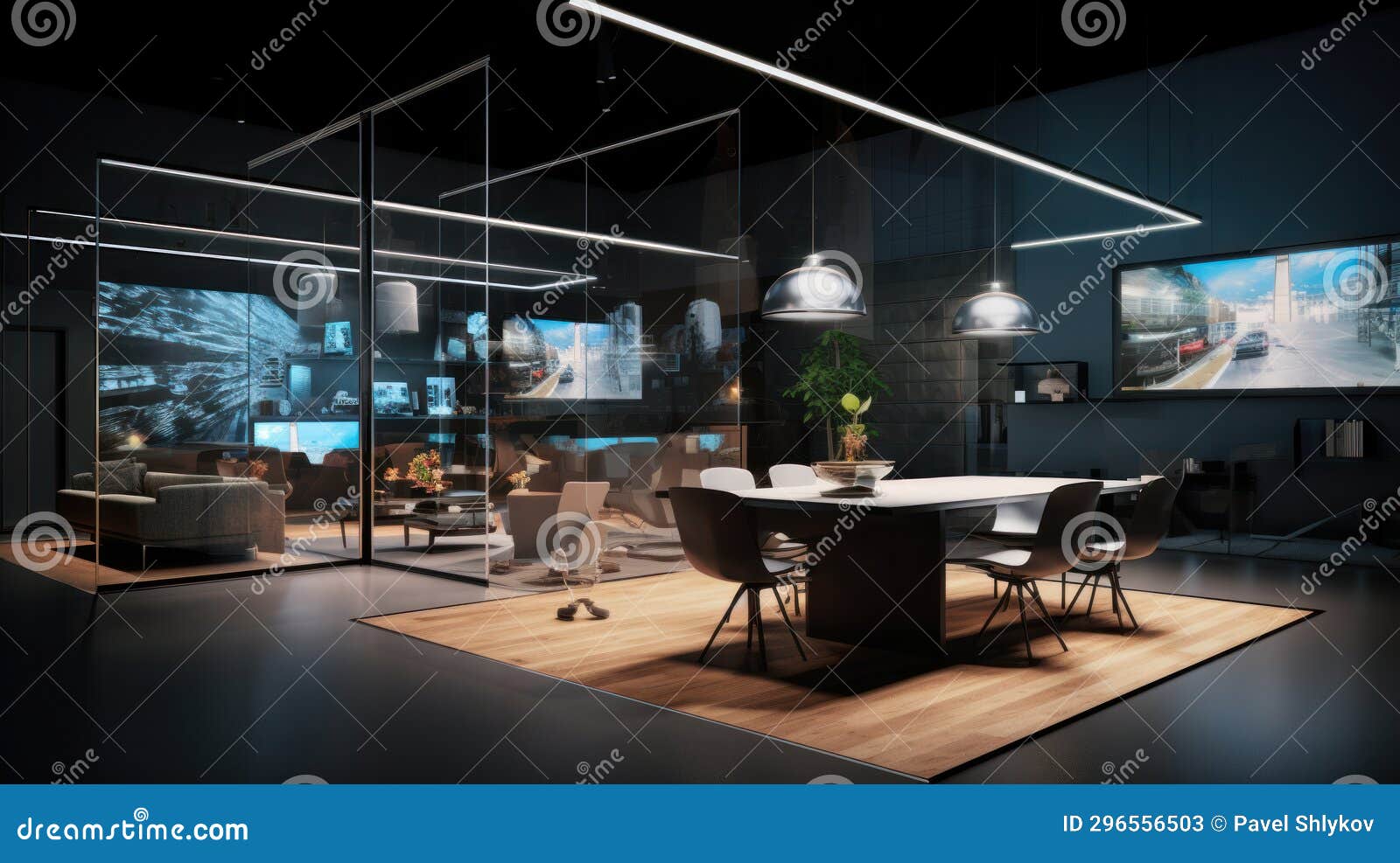 High-tech Immersive Ar Office Interior Stock Image - Image of business ...