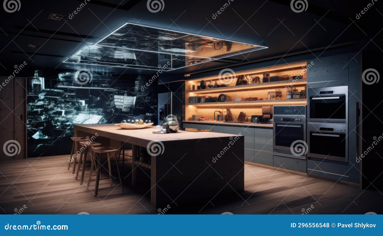 High-tech Immersive Ar Office Interior. Stock Photo - Image of ...