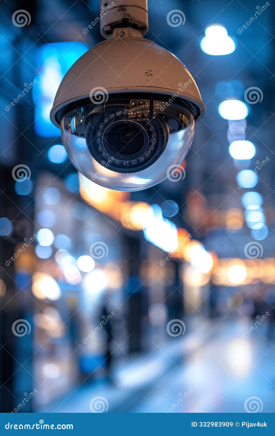 Modern Indoor Security Camera, Cctv Dome in Blur Background for ...