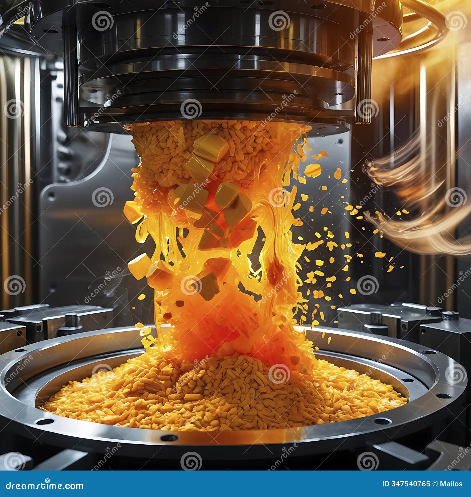 High-Tech Injection Molding Scene with Glowing Plastic and Steaming ...