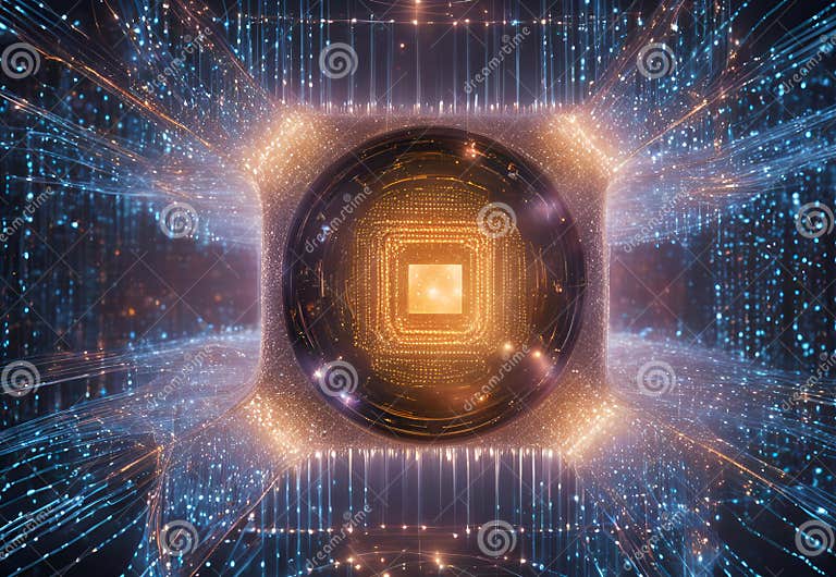 High-tech Integrated Circuits with Glowing Components Stock ...