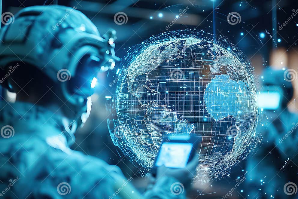 High-tech Interaction with a Hyper-realistic Digital Earth Grid Shows ...