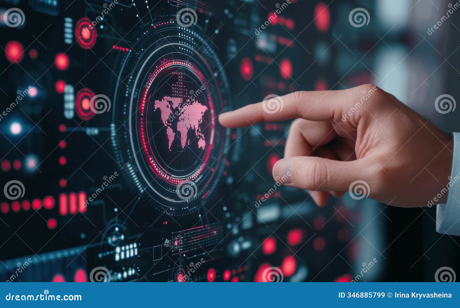 High Tech Interactive Map Display Used for Global Data Analysis and ...