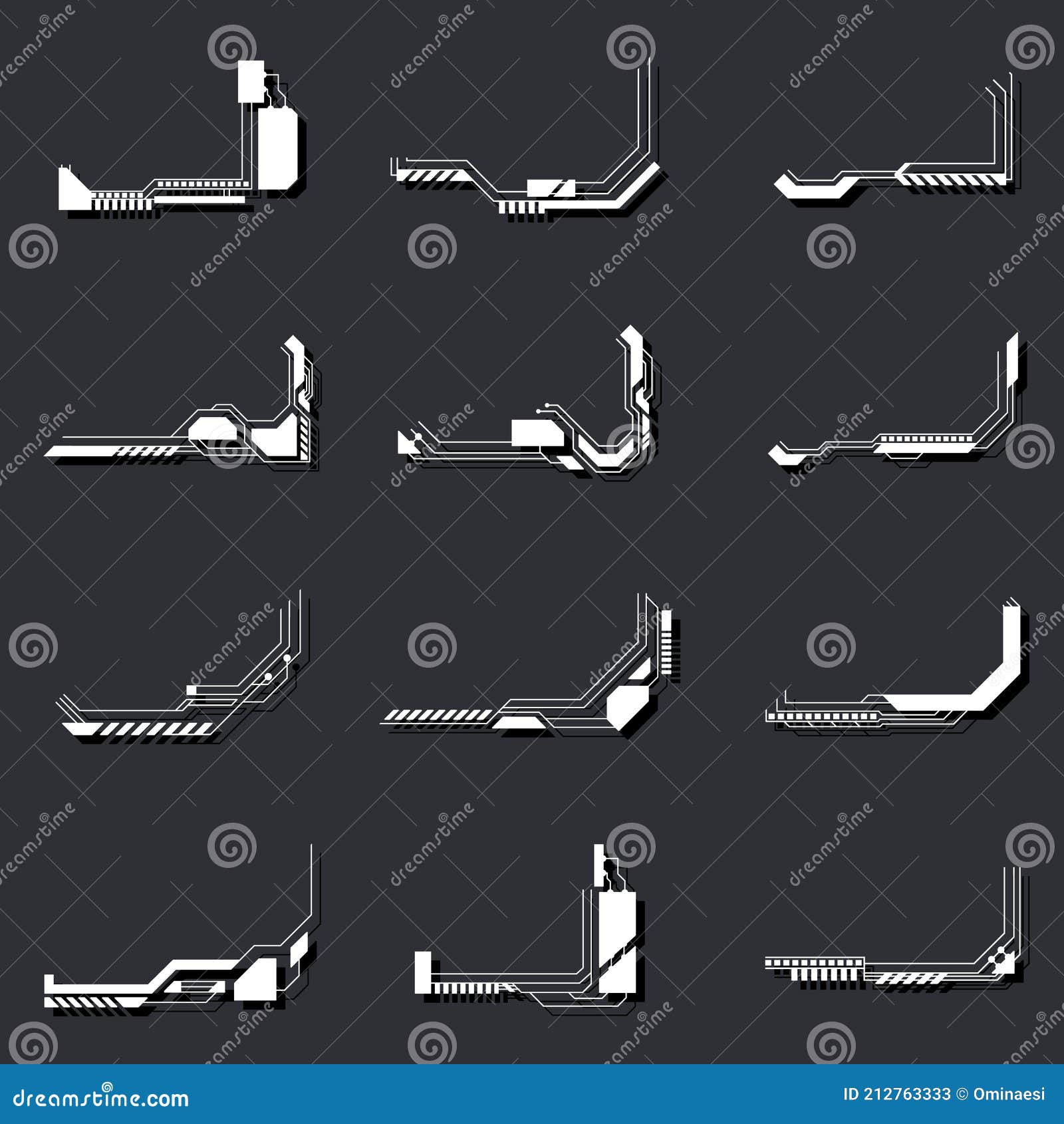 High Tech Interface Elements Futuristic Vector Illustration Stock ...