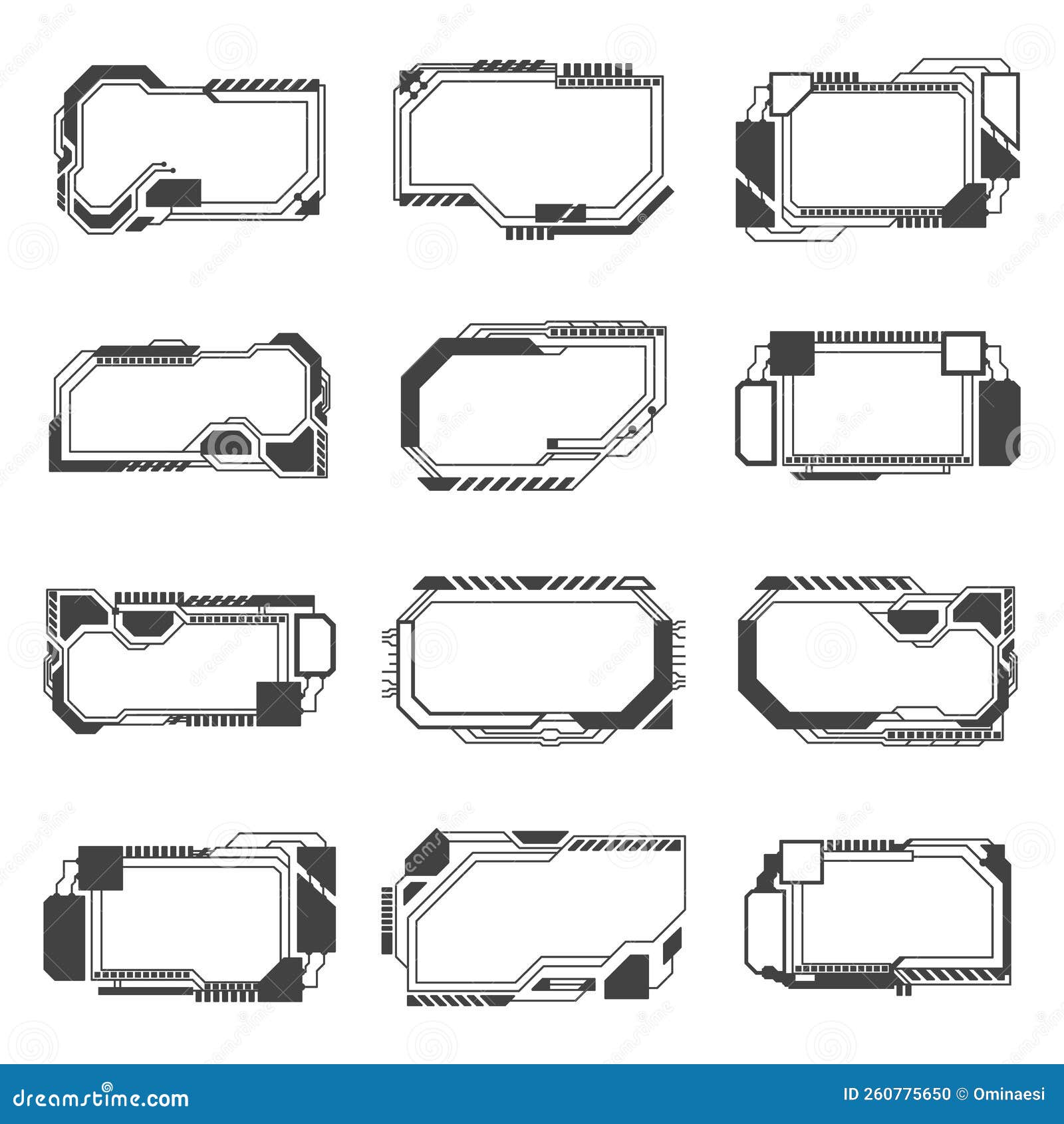 High Tech Interface Frame Futuristic Elements Vector Illustration Stock ...