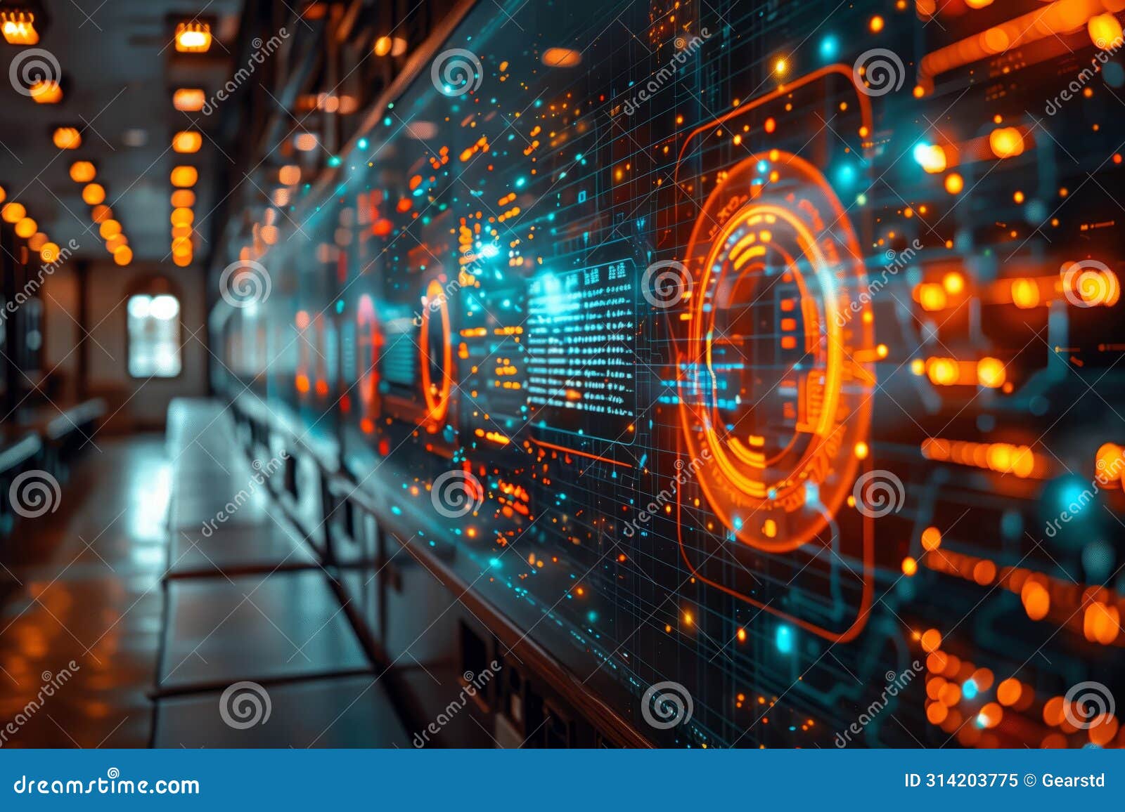 Futuristic Digital Interface Inside a Data Center Stock Image - Image ...