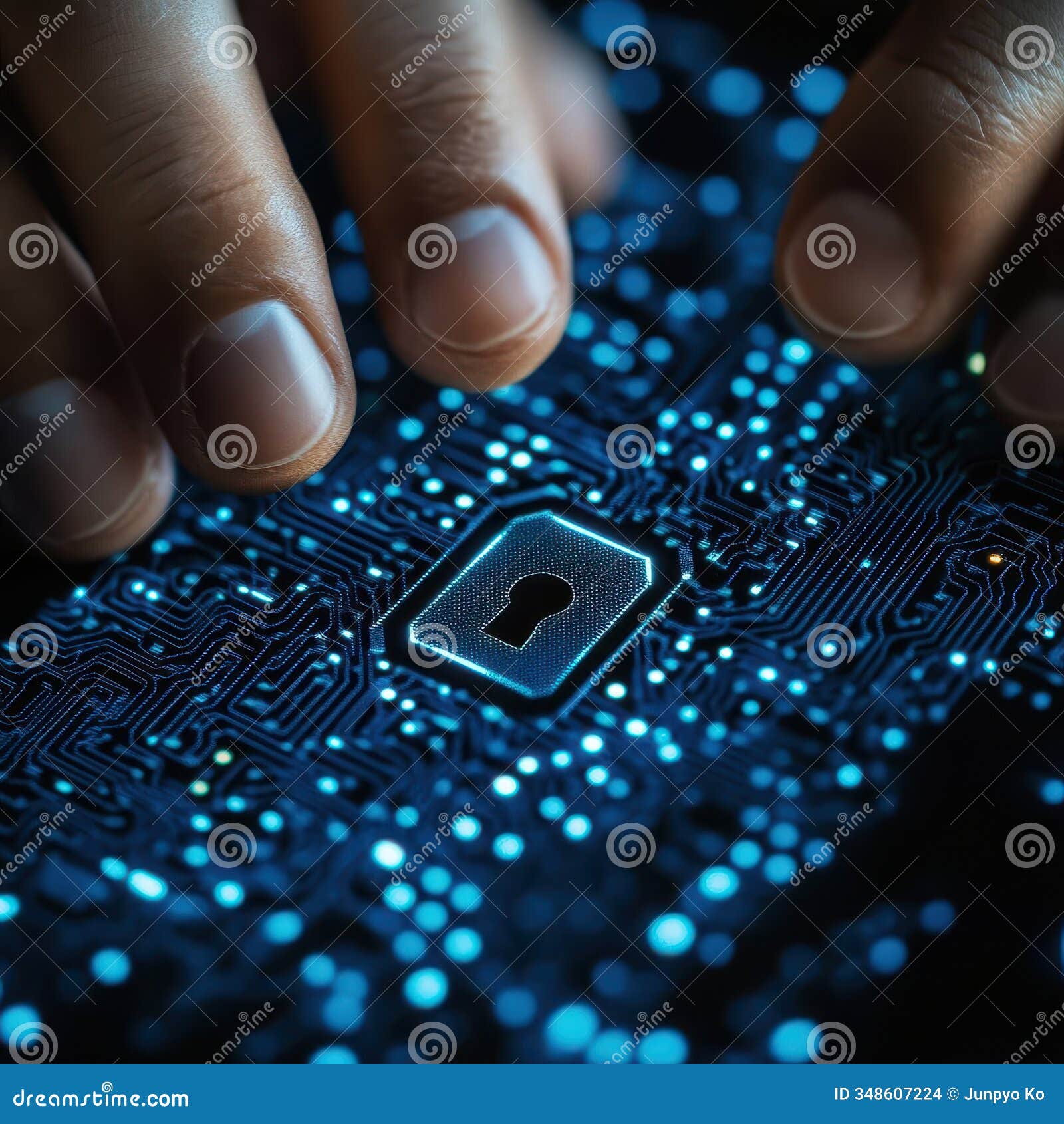 High-Tech Keypad Interaction with Circuit Board Patterns Stock ...