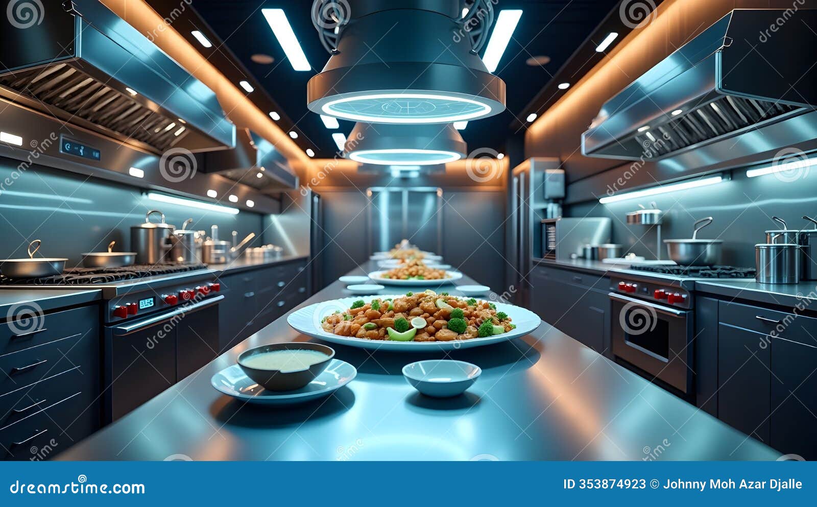 A High-tech Kitchen with Automated Devices Preparing Meals Stock Image ...