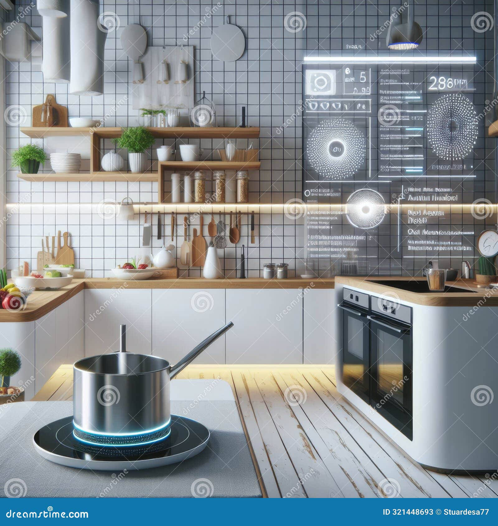High-Tech Kitchen with Interactive Cooking Interface Stock Image ...