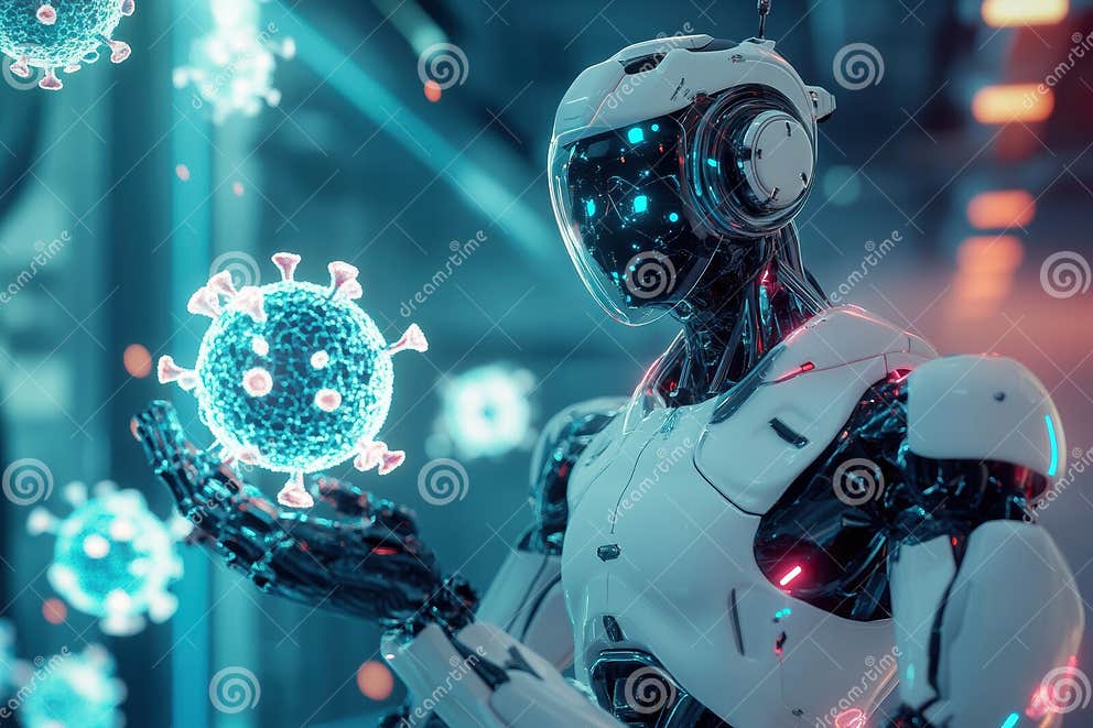 Robots Working Diligently To Neutralize Viruses in a Modern Laboratory ...