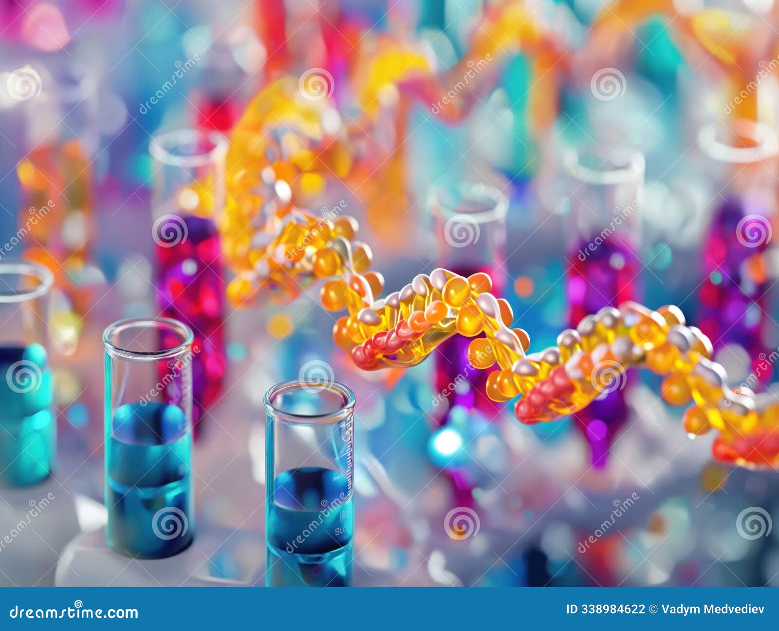 High-tech Lab Setting with Colorful Protein Bands Separating in Precise ...