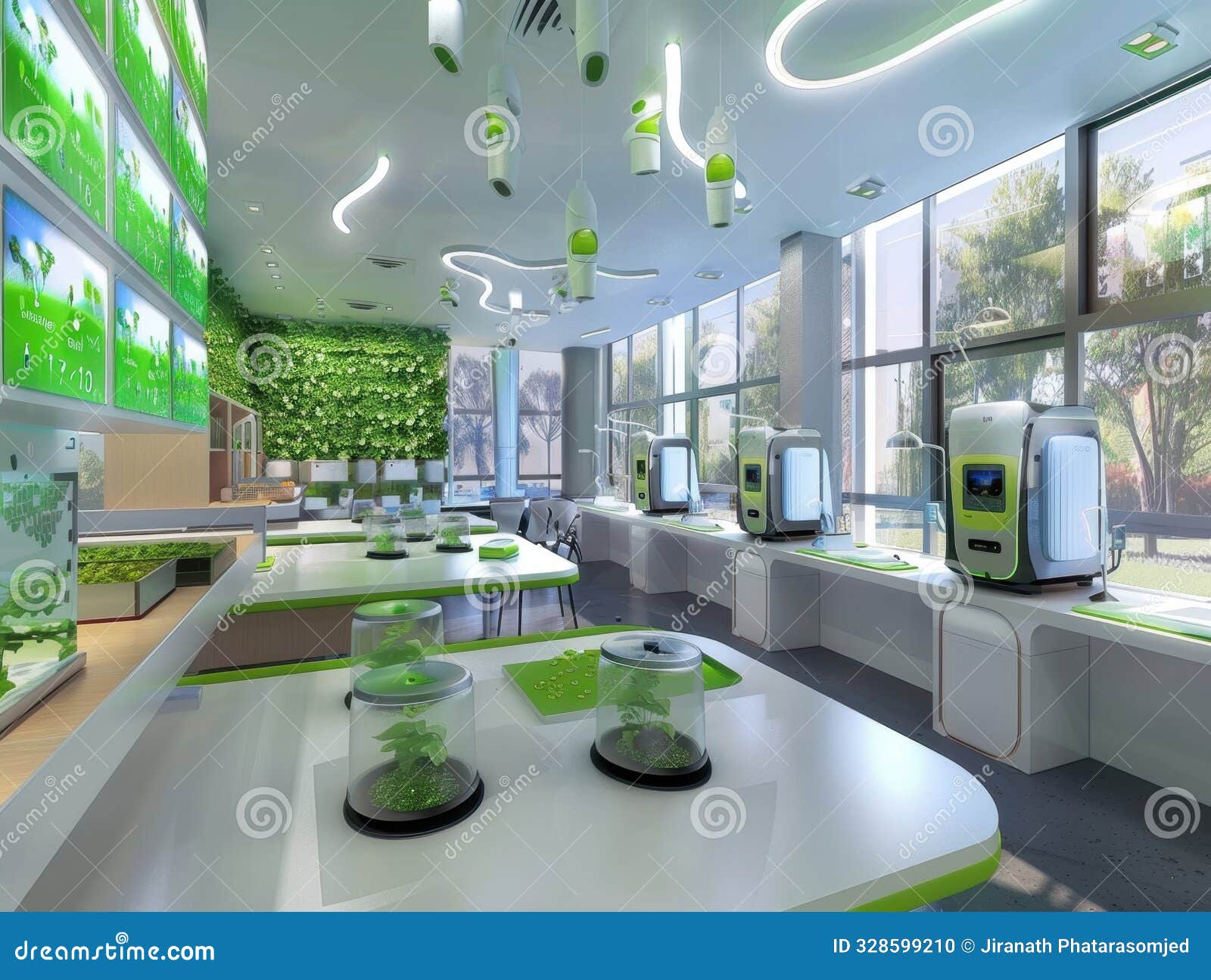 High-Tech Laboratory With Advanced Green Technology And Plants Stock ...