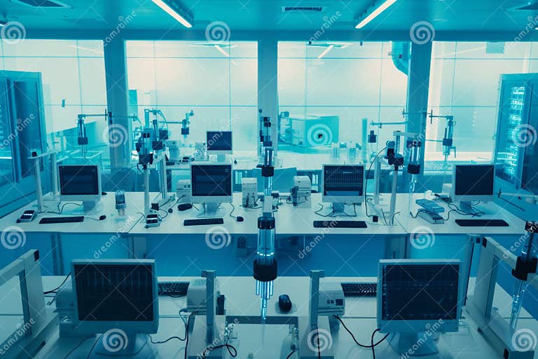 High-tech Laboratory Environment with Multiple Workstations and ...