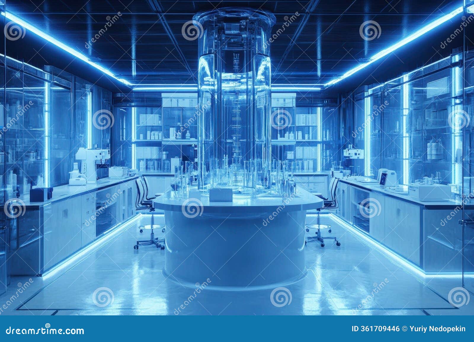 Modern Laboratory Showcasing Advanced Research Technology Under Blue ...