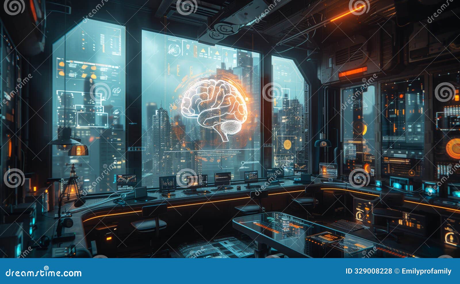 High-Tech Laboratory Featuring Advanced Interactive Displays and ...
