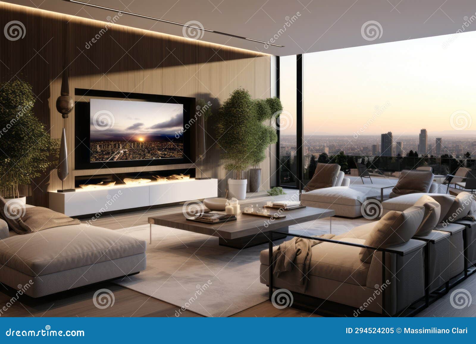 A High-tech Living Room with Integrated Security and Smart Home Devices ...