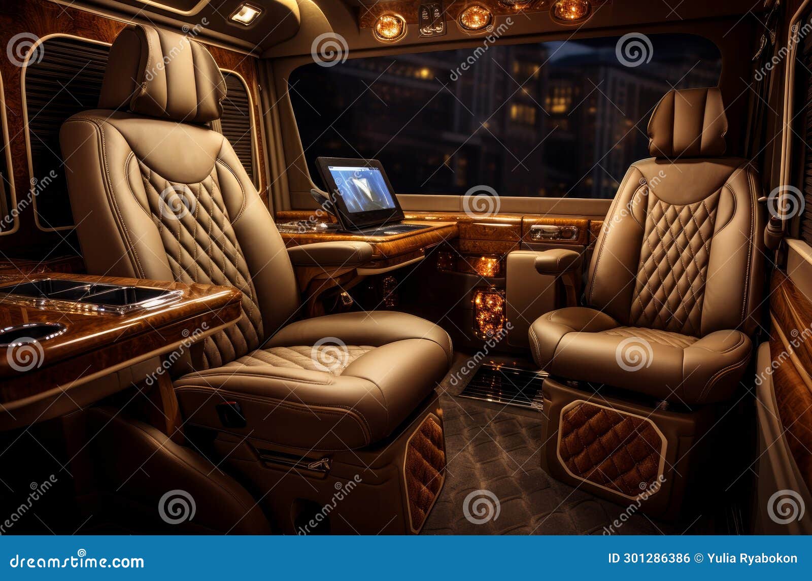 High-tech Luxury Van Interior. Generate Ai Stock Photo - Image of ...
