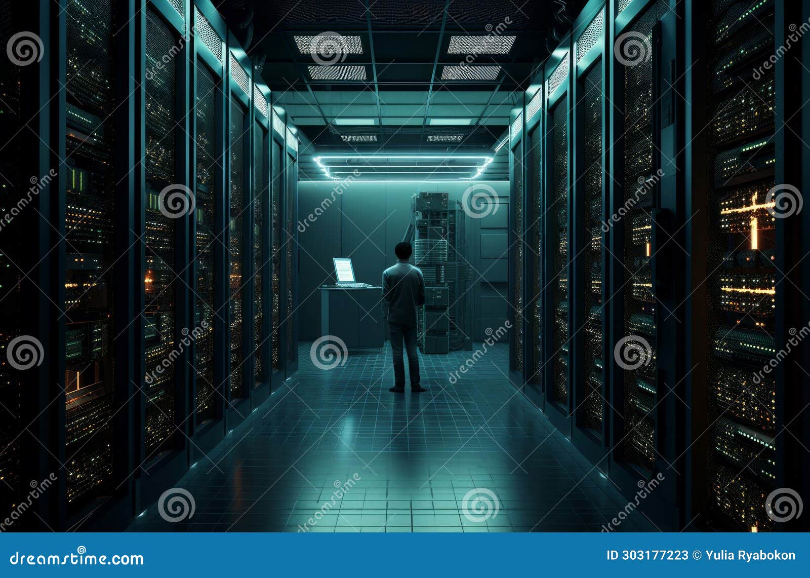 High-tech Man Data Center. Generate Ai Stock Image - Image of ...