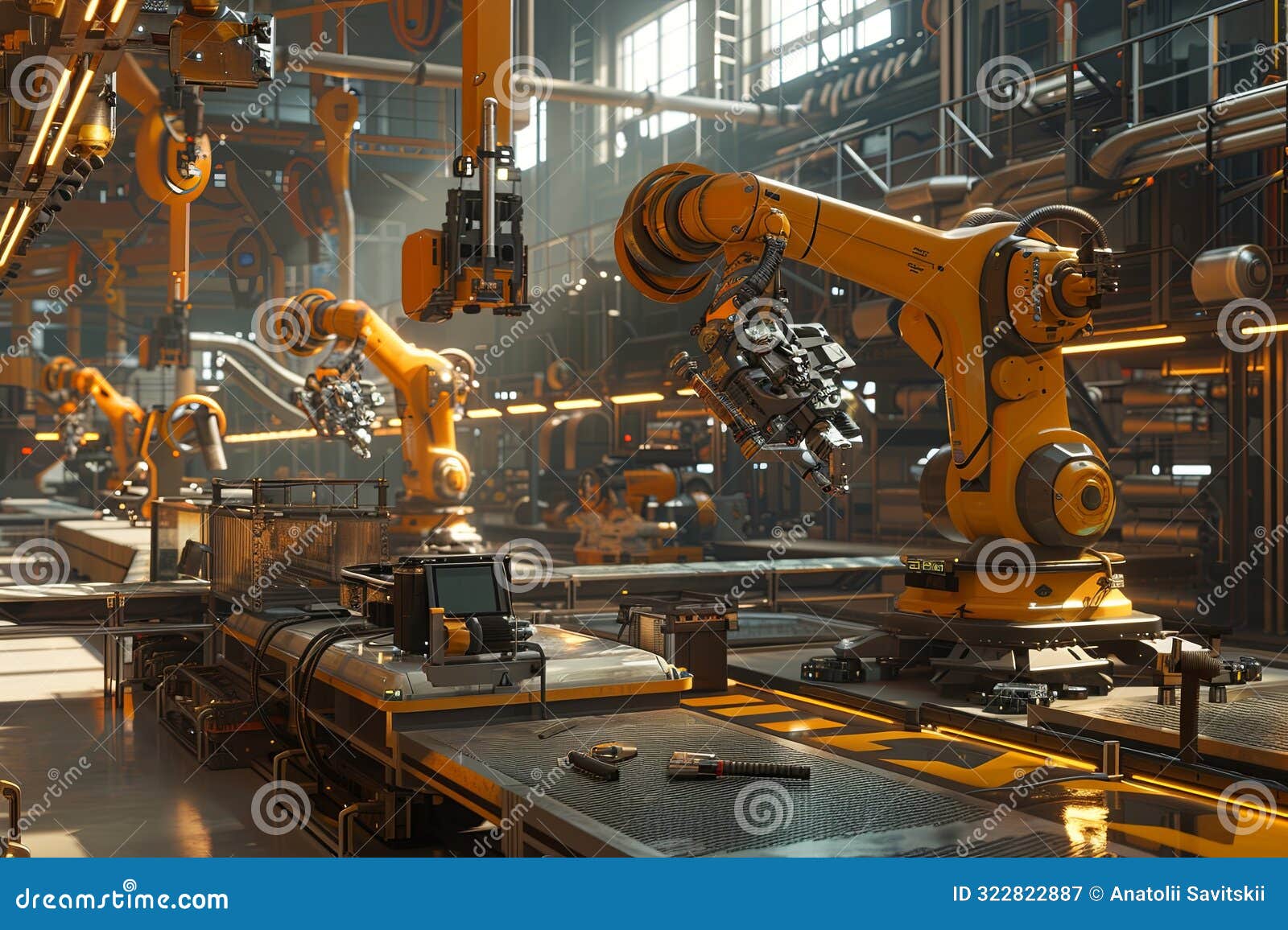A High-tech Manufacturing Plant with Robotic Arms and Automated Systems ...