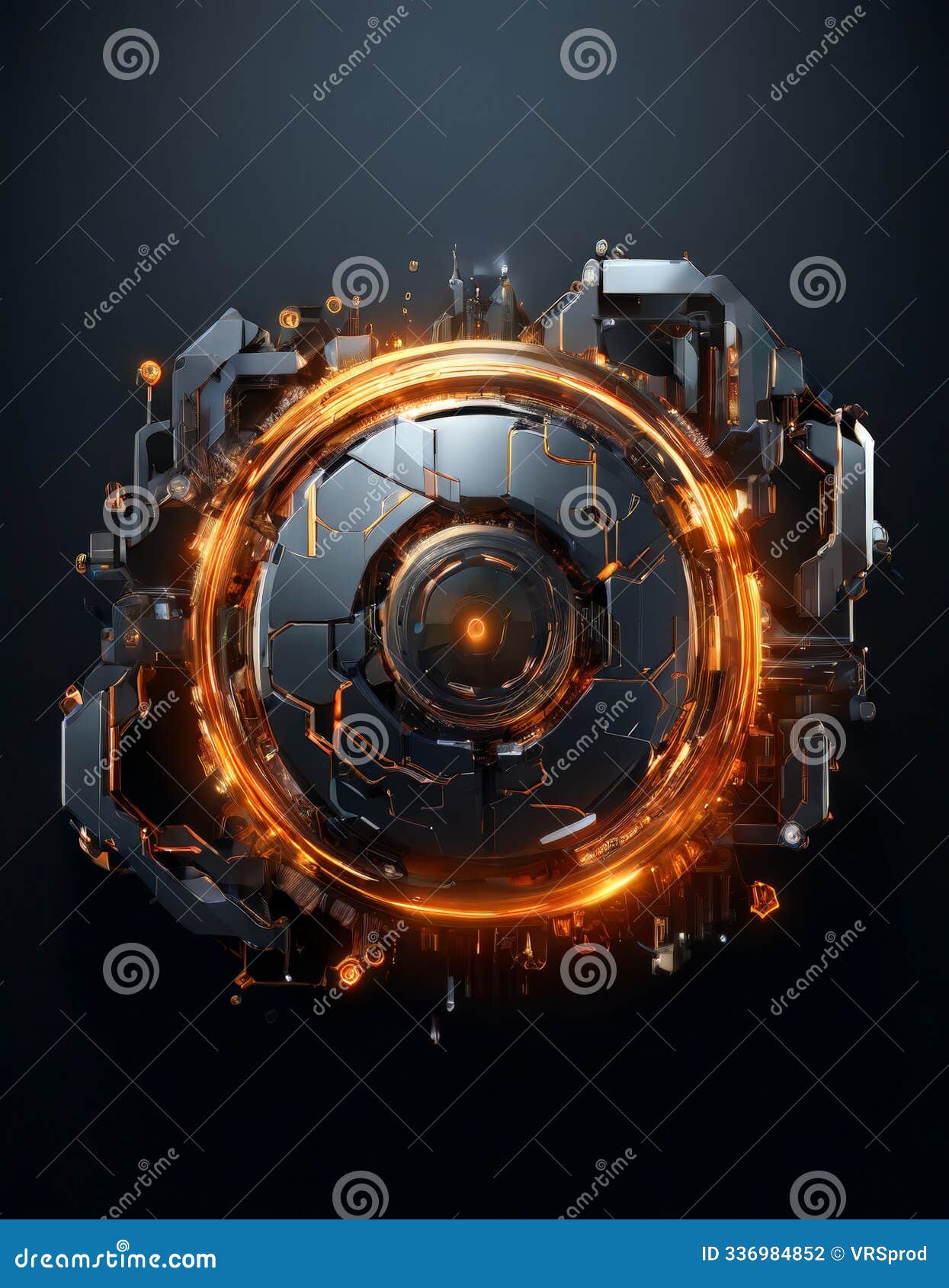 Futuristic Mechanical Core with Glowing Circuitry Stock Photo - Image ...