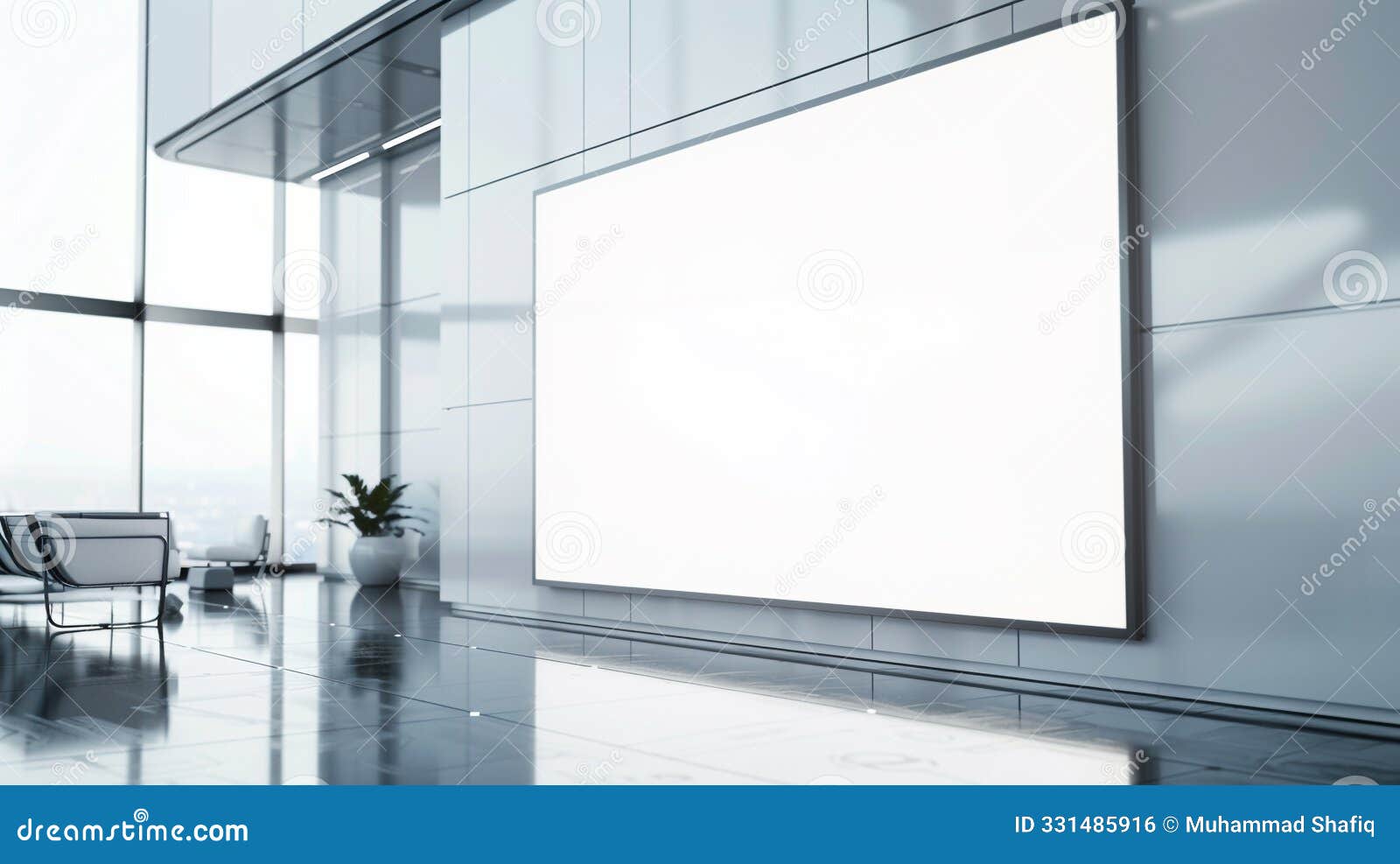 A High-tech Media Wall Featuring a Blank Screen LCD, Integrated into a ...
