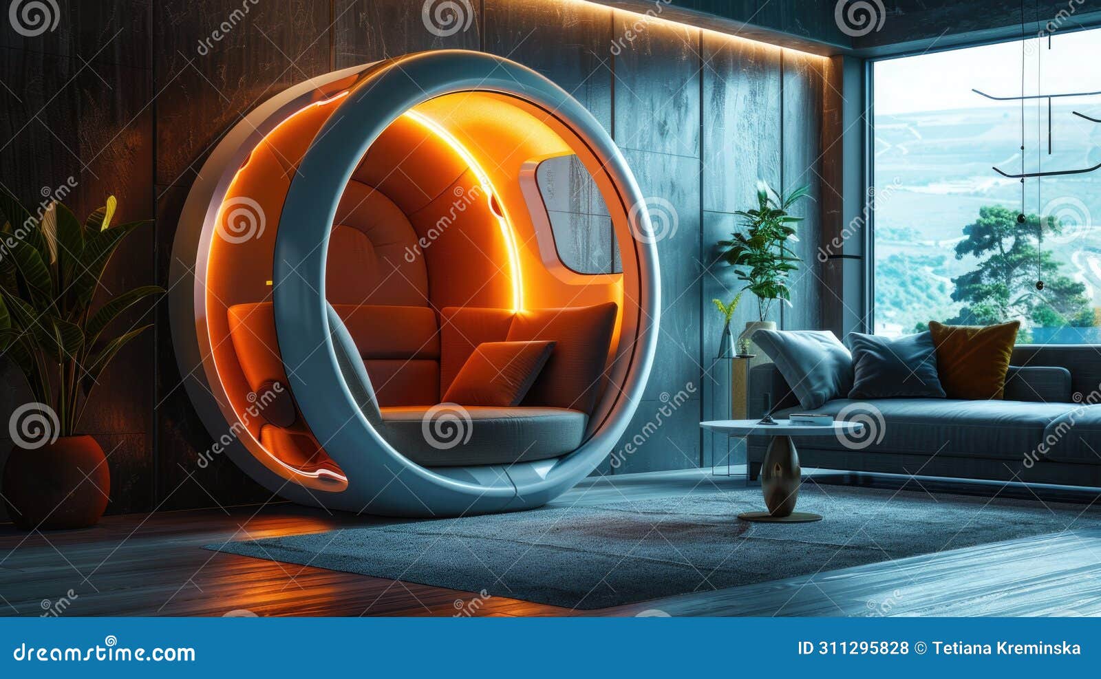 A High-tech Meditation Pod in a Futuristic Apartment, Using Augmented ...