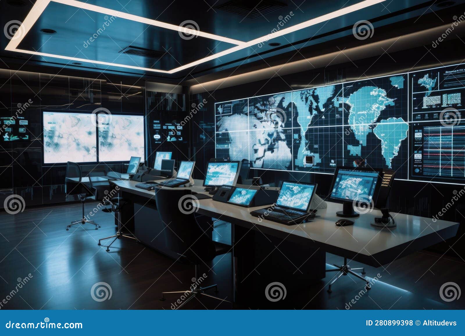 High-tech Meeting Room, with Virtual Screens and Data Displays Stock ...