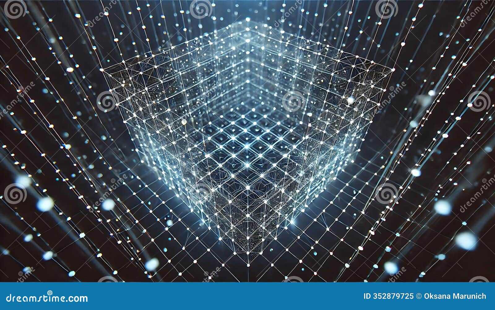 High-tech Mesh Grid with Glowing Points in 3D Perspective Suitable for ...