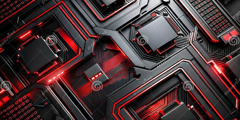 High-Tech Microchips and Neon Trails on Modern Electric Plate Design ...