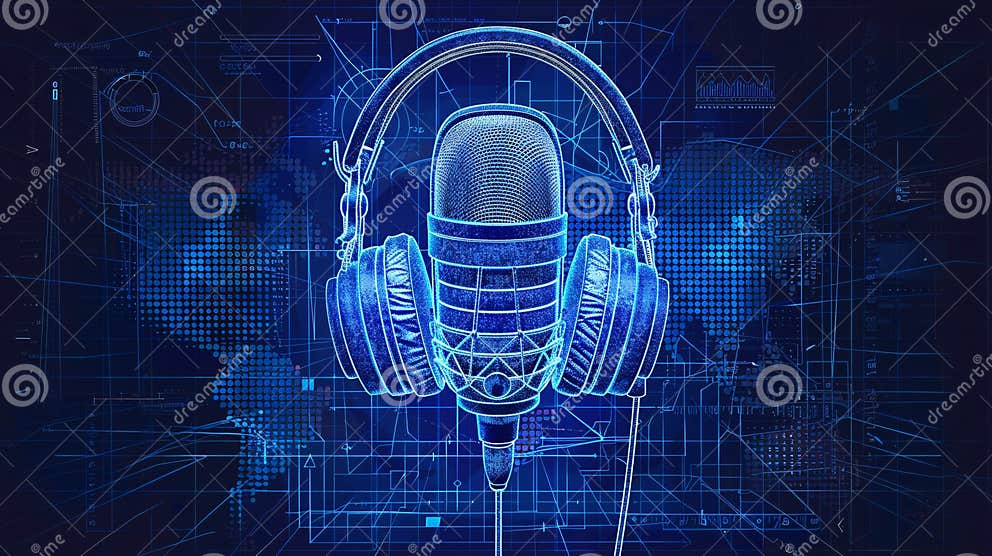 Studio Microphone in Futuristic Setting with Complex Digital Interface ...