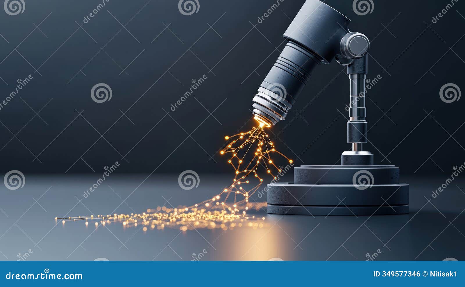 Hightech Microphone with Glowing Particles Dark Modern Background Stock ...