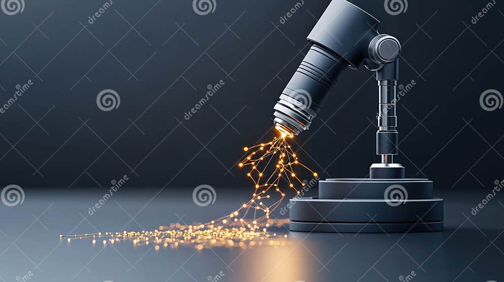 Hightech Microphone with Glowing Particles Dark Modern Background Stock ...