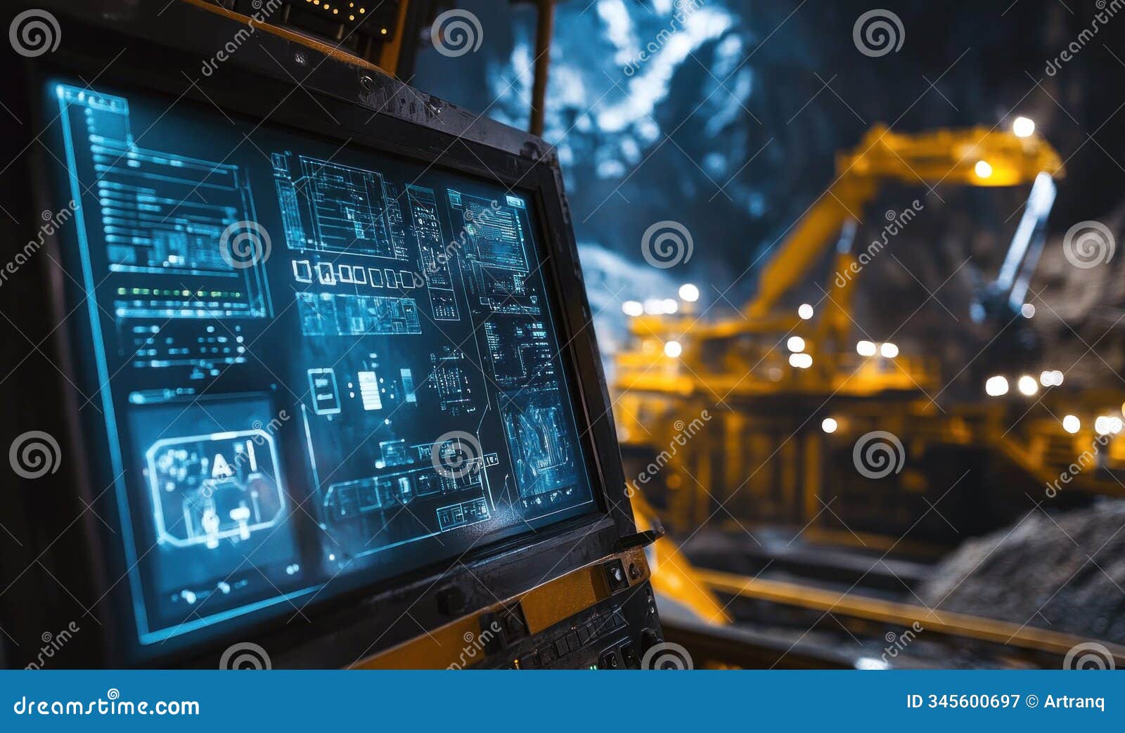 High-Tech Mining Operations in Underground Facility Stock Image - Image ...