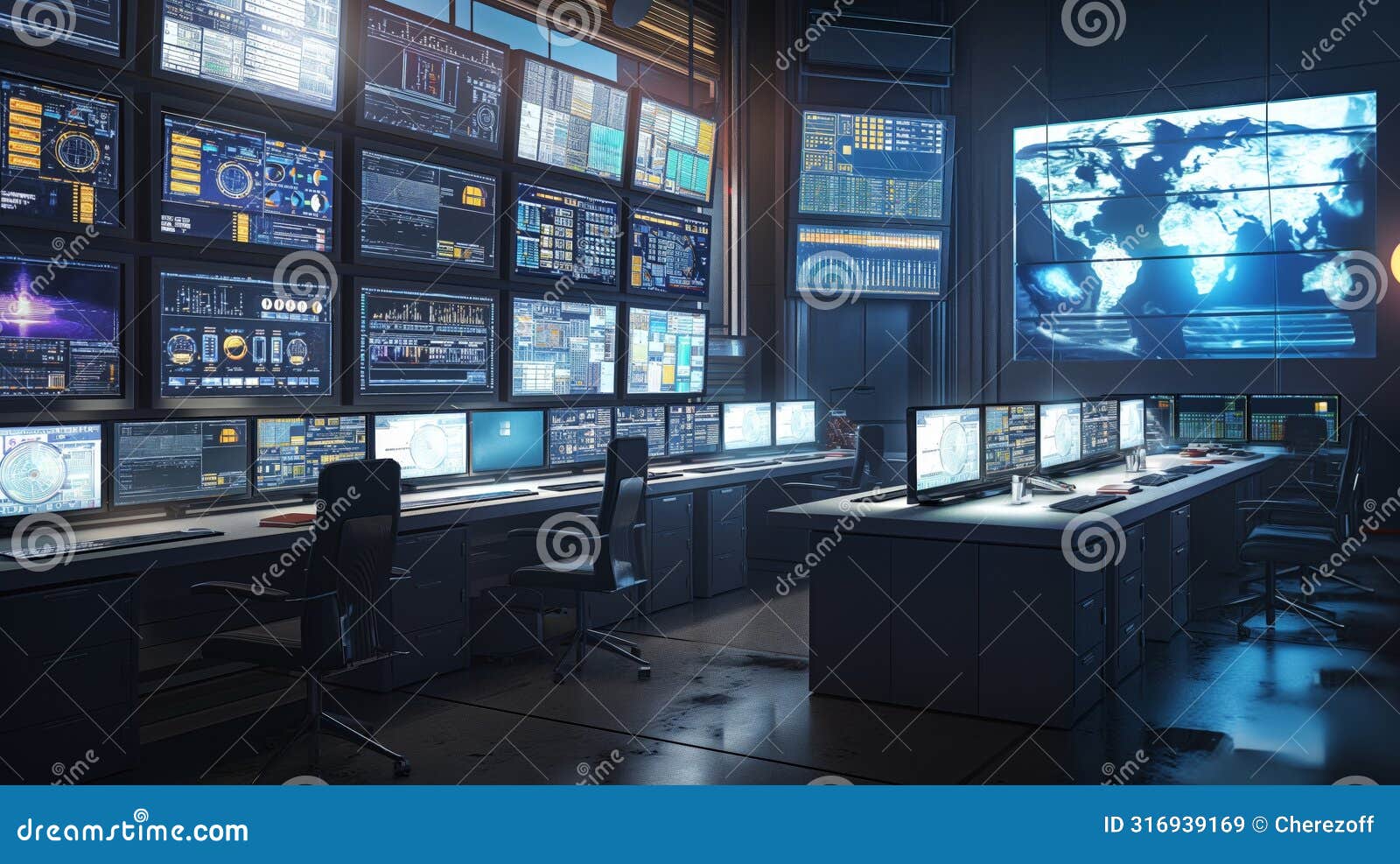 High-tech Mission Control Center Stock Image - Image of digital ...