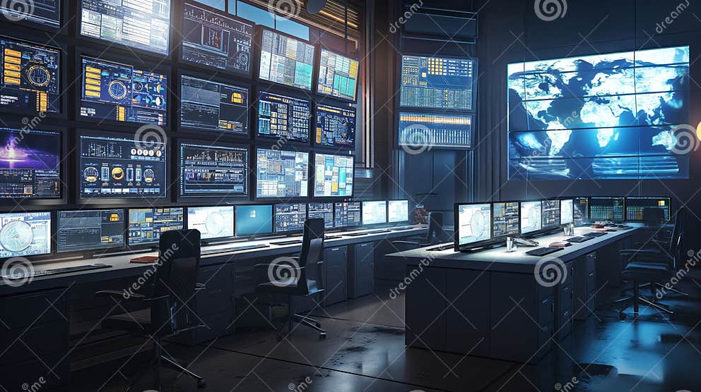 High-tech Mission Control Center Stock Image - Image of digital ...